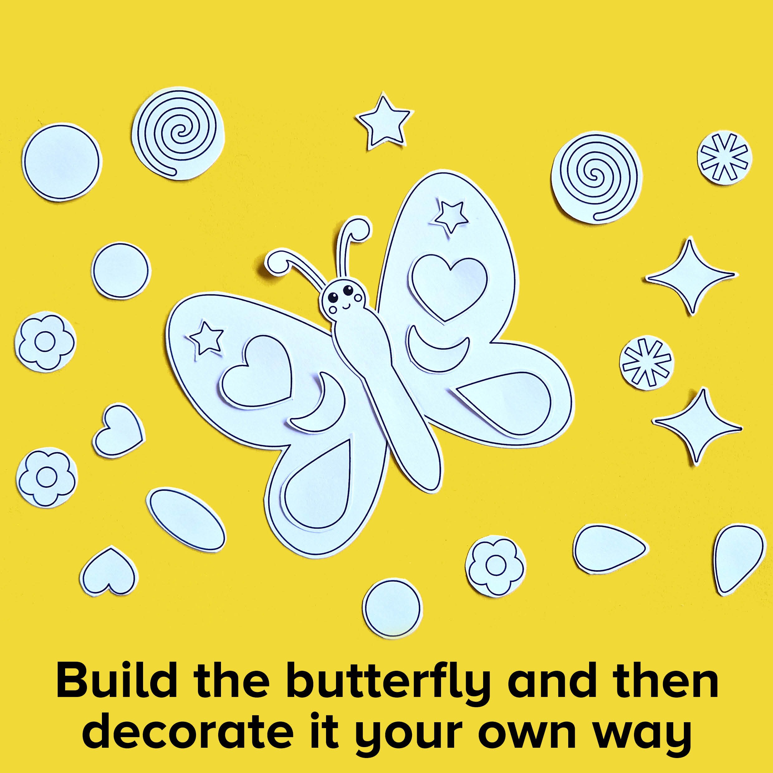 Butterfly Cut & Paste Craft Printable, Spring Bug Color and Build Kit ...