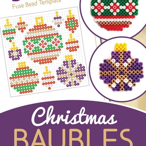 Christmas Baubles Fuse Bead Template, Xmas Tree Decoration Craft ...
