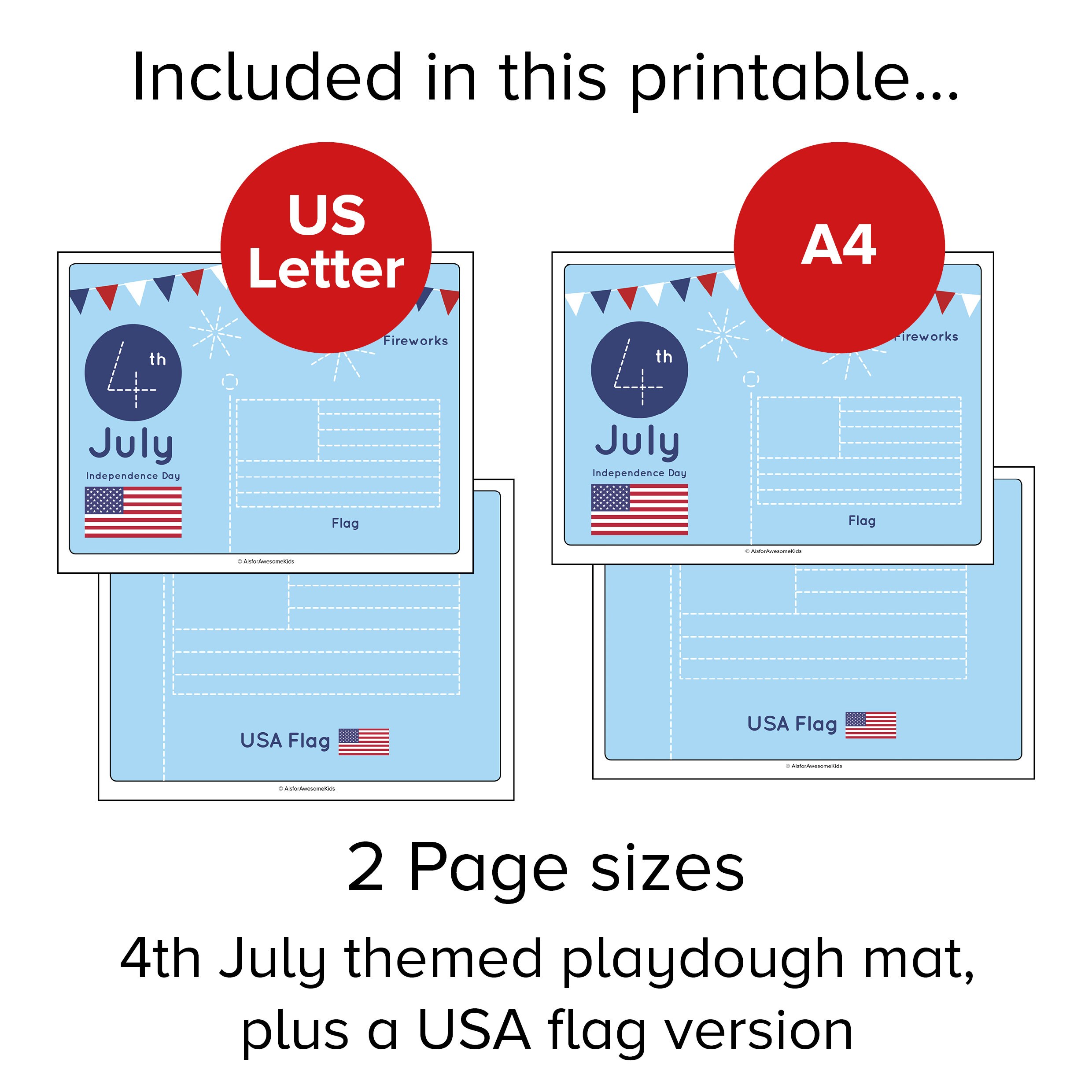 4th July Play Dough Mat, American Flag Independence Day Celebration ...