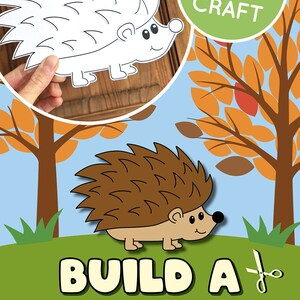 Build a Hedgehog Cut & Paste Craft, Autumn Animal Coloring Activity ...