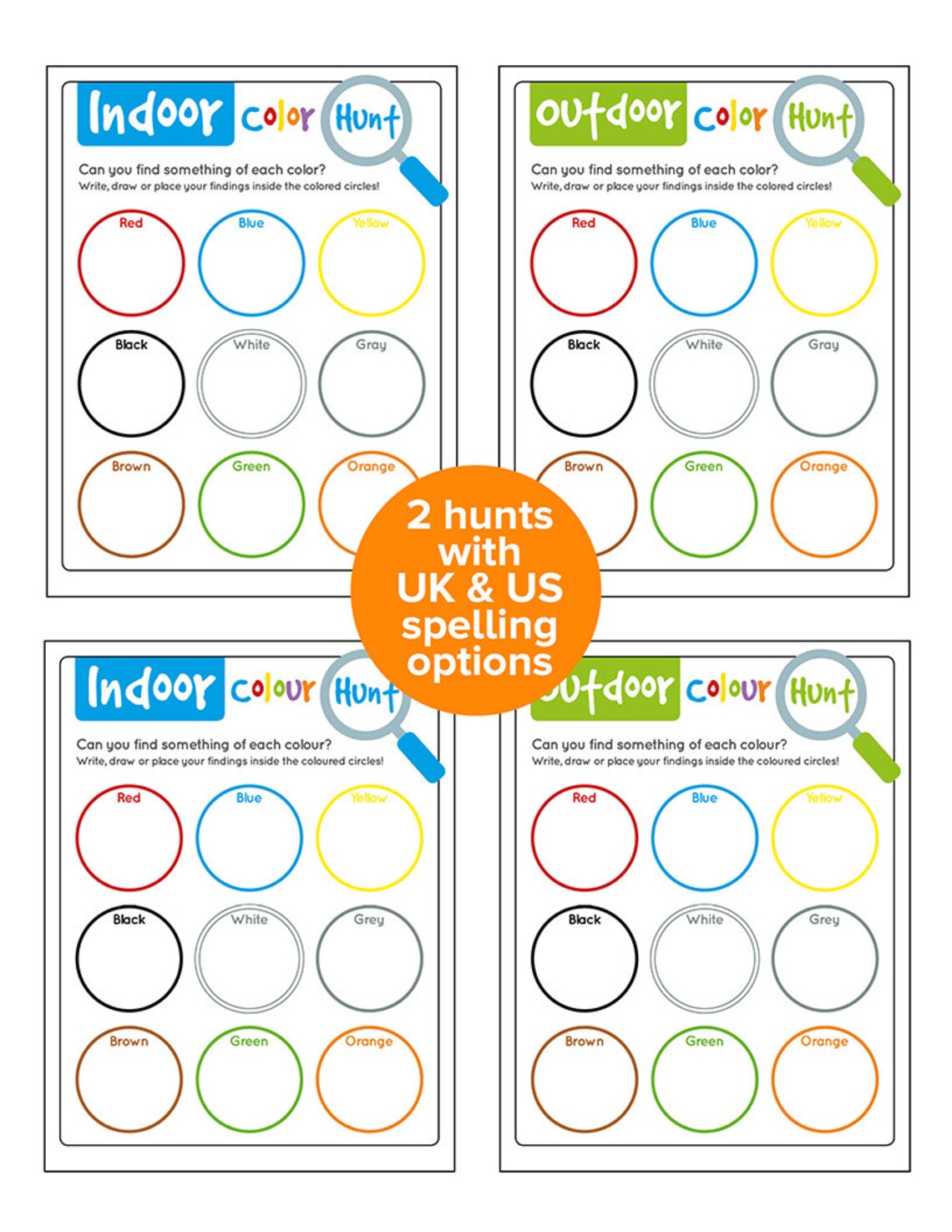 Color Scavenger Hunt Challenge, Kids Colour Treasure Trail Game ...