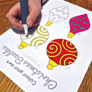 Christmas Bauble Coloring Crafts, Gift Tag Cut & Paste Printable ...