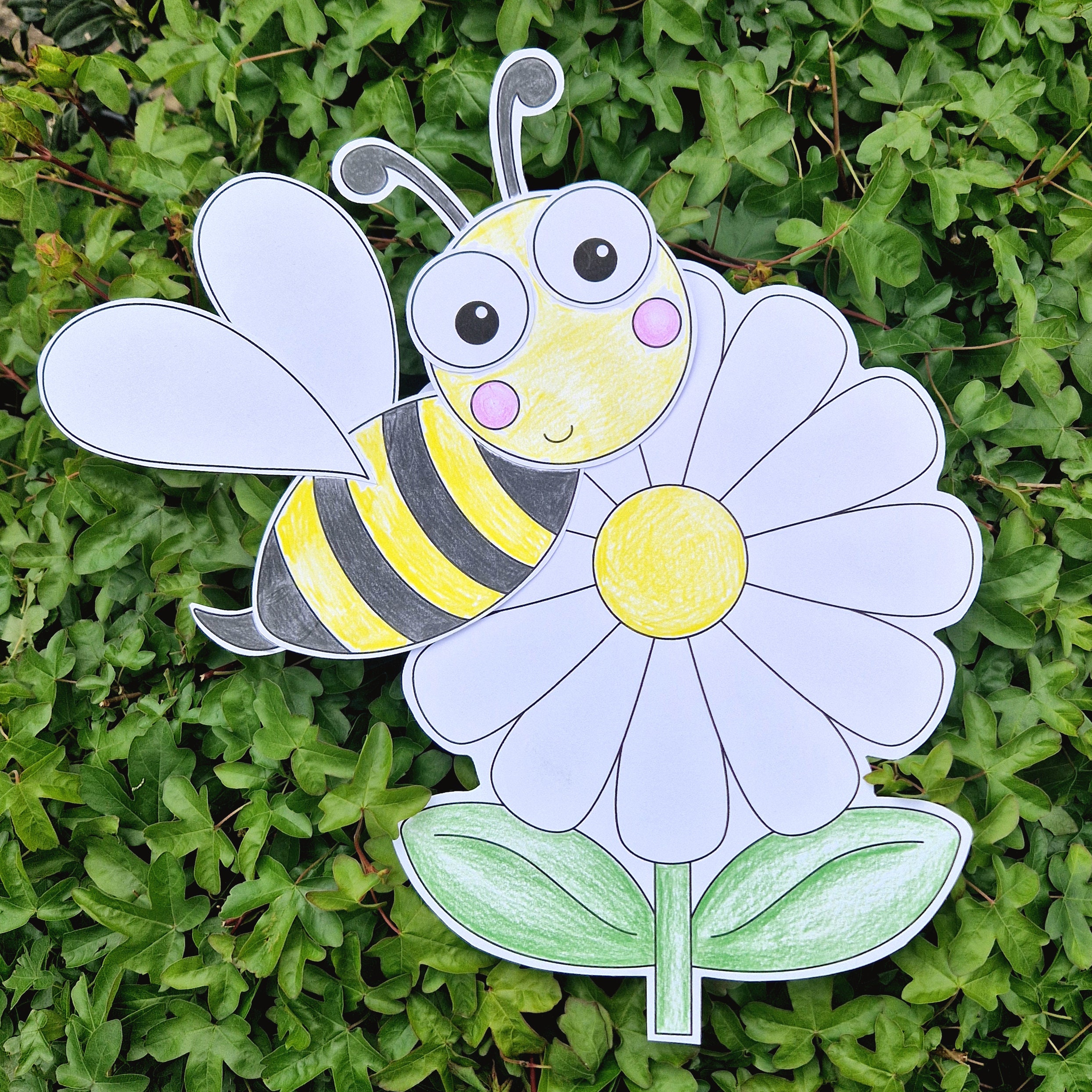 Bee Cut & Paste Craft Printable, Spring Bug Color and Build Kit, Summer ...