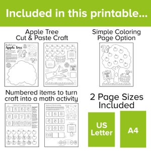 Build an Apple Tree Cut & Paste Craft, Fall Fruit Coloring Page ...