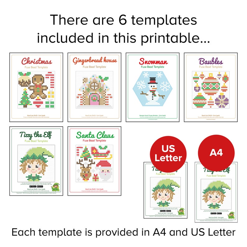 Christmas Fuse Bead Templates, Xmas Tree Decoration Craft Pattern Gift ...