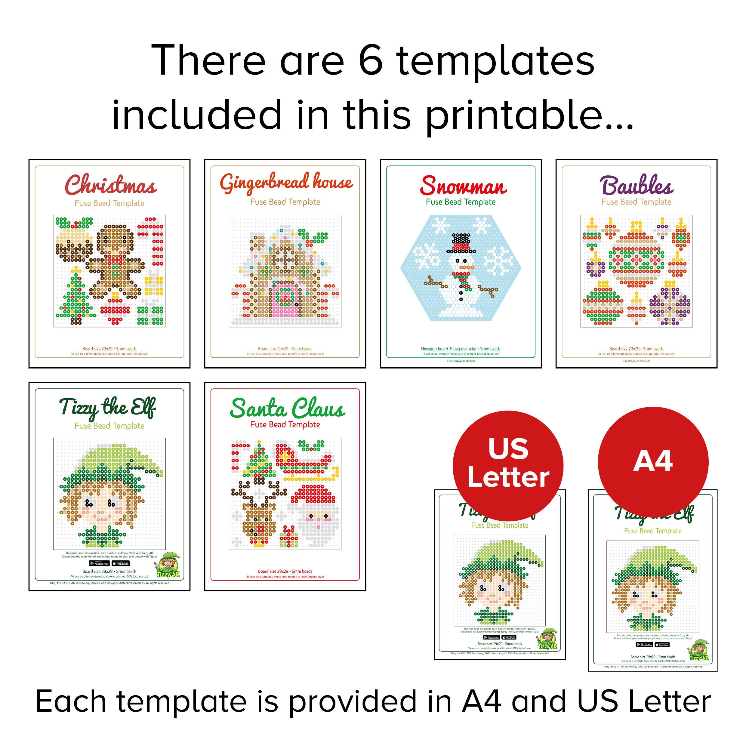 Christmas Fuse Bead Templates, Xmas Tree Decoration Craft Pattern Gift ...