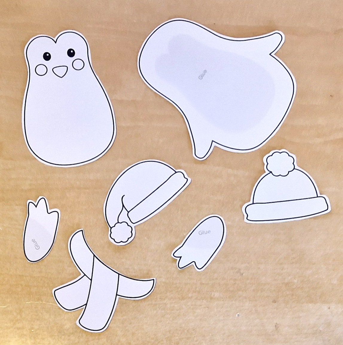 Penguin Cut & Paste Craft, Christmas Color and Build Kit, Paper Doll ...