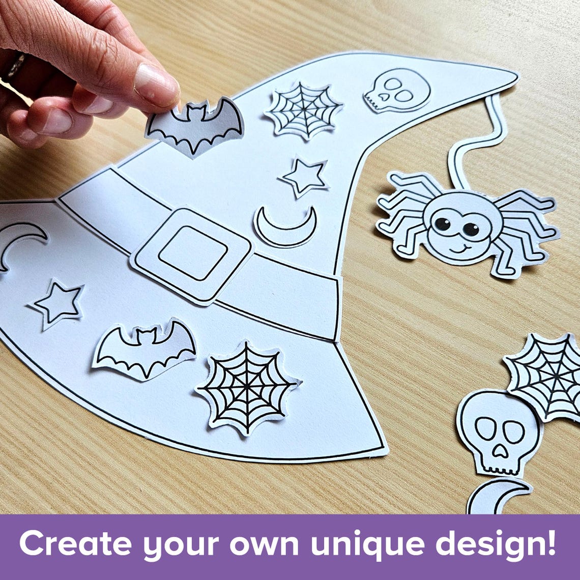 Build a Witch's Hat Cut & Paste Craft, Halloween Party Decoration ...
