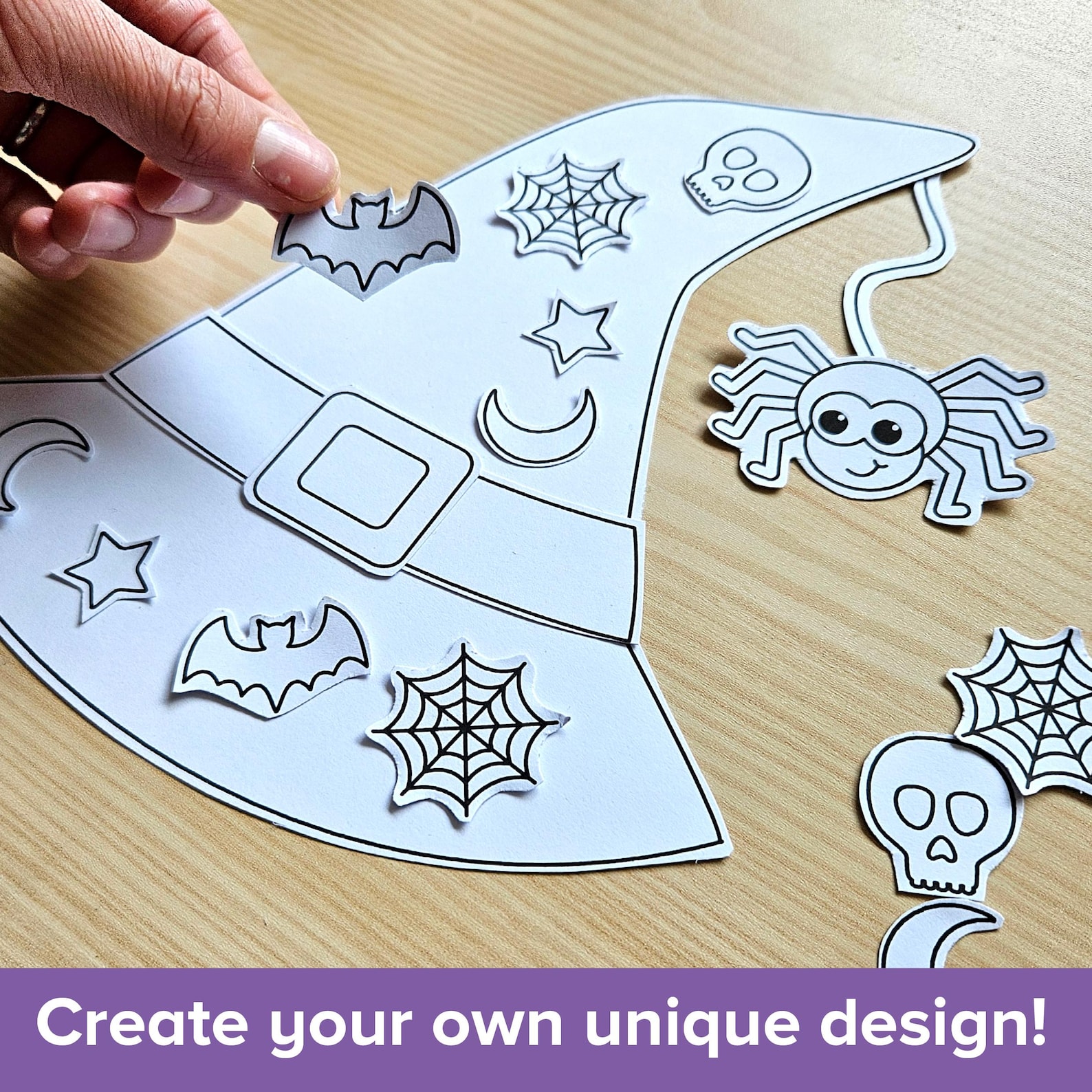 Build a Witch's Hat Cut & Paste Craft, Halloween Party Decoration ...