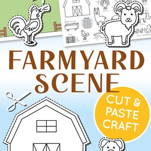 Farmyard Scene Cut & Paste Craft, Animal Park Coloring Page Picture ...