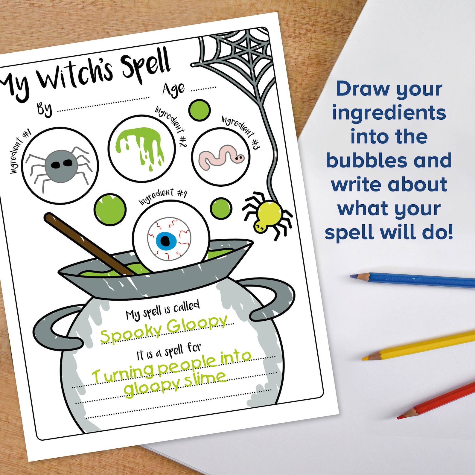 My Witch's Spell Halloween Drawing Prompt Activity, Kids Wizard Writing ...