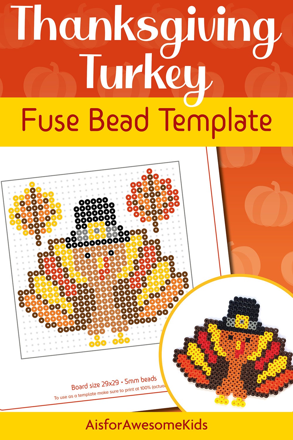 Thanksgiving Fuse Bead Template Hama Perler Pyssla Beads - Etsy