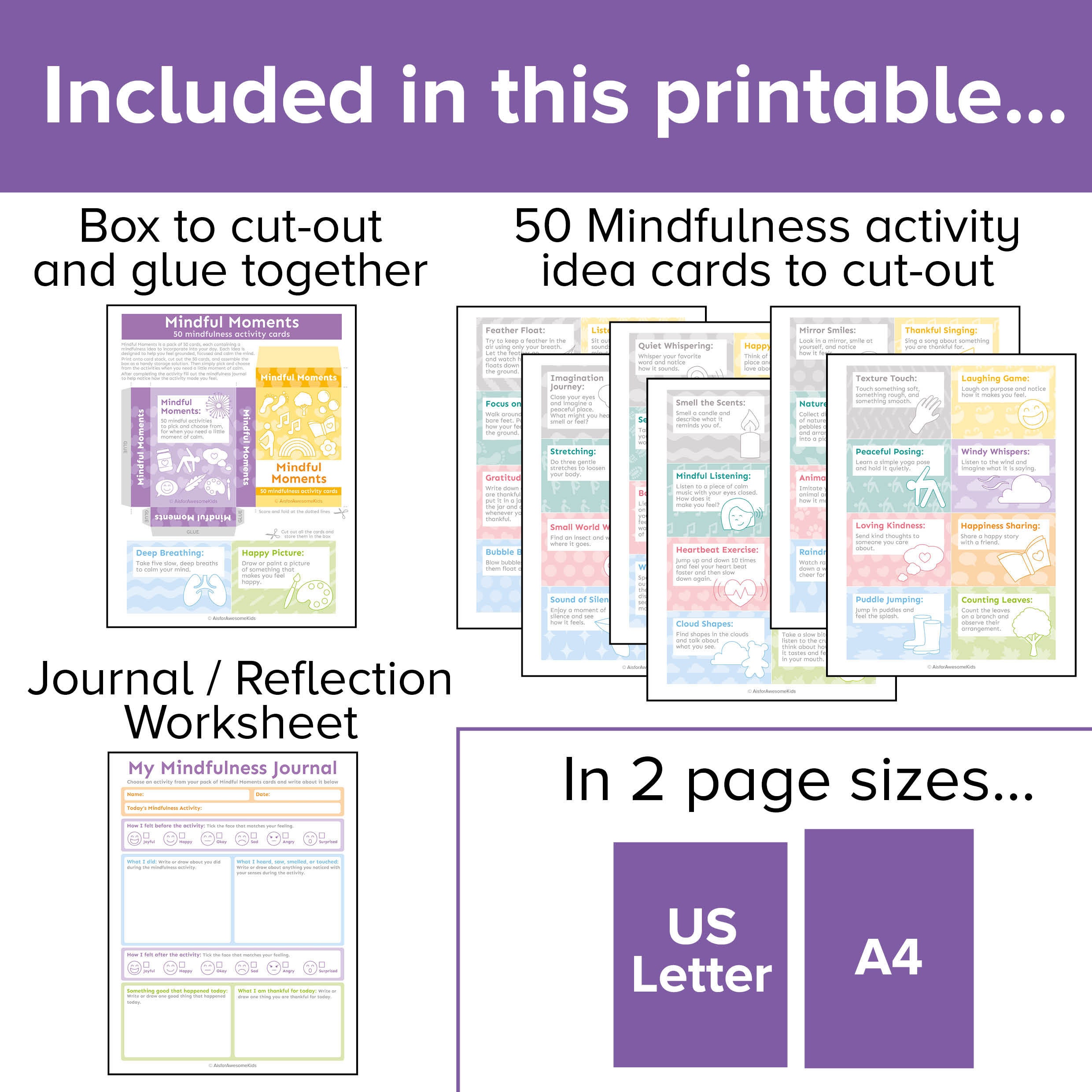 Mindfulness Activities Pack of 50 Cards, Childrens Mental Health Ideas ...