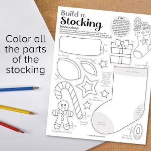 Build a Stocking Cut & Paste Craft, Christmas Eve Decoration Coloring ...