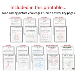 Christmas Coding Worksheet Bundle, Xmas Picture Reveal Challenge ...