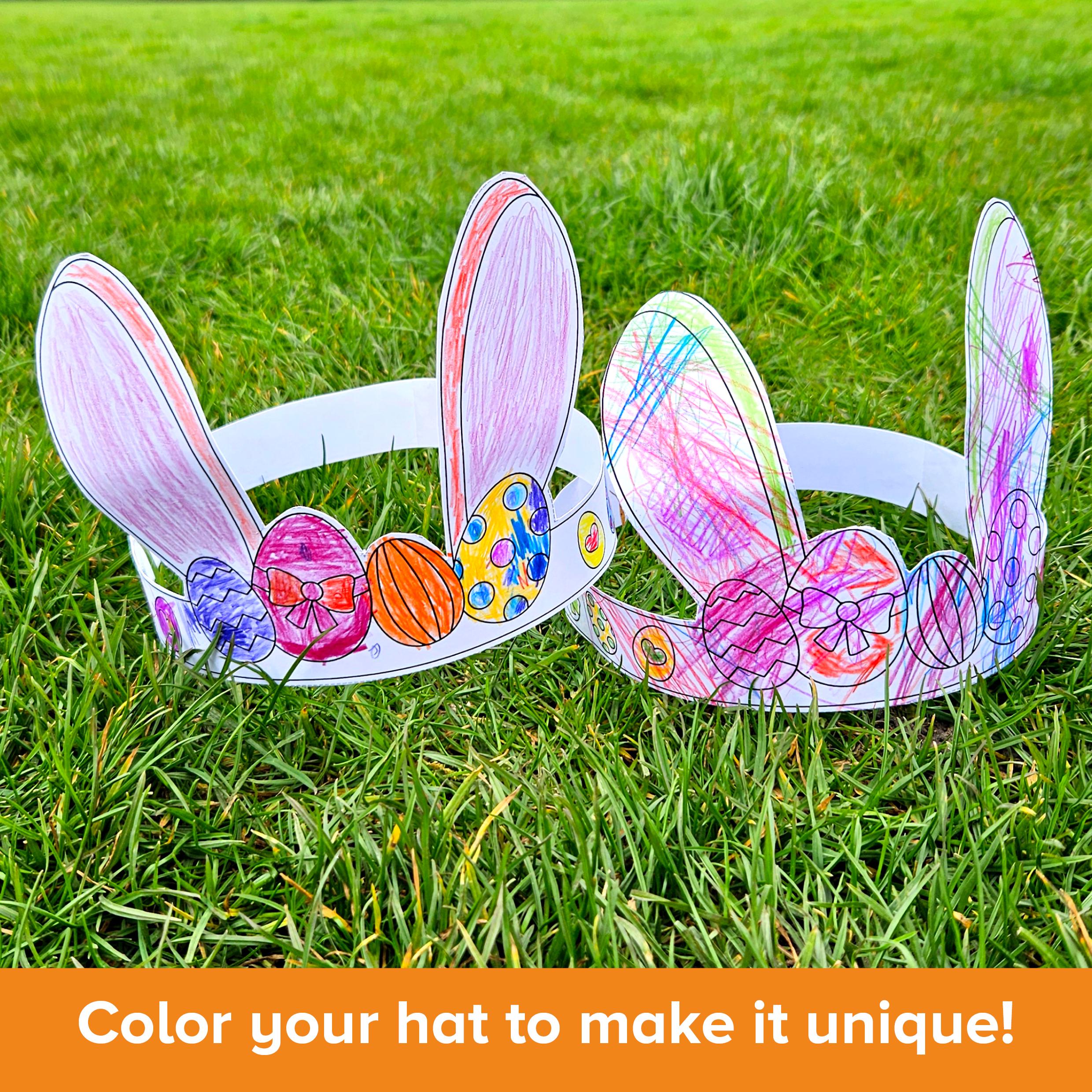 Bunny Paper Crowns Printable, Easter Rabbit Ears Hat Coloring Craft ...