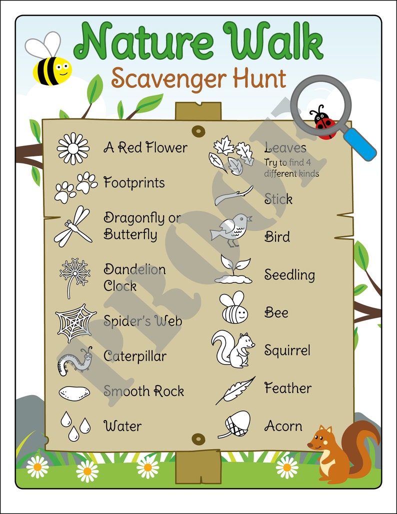 Nature Walk Scavenger Hunt Kids Treasure Trail Outdoor - Etsy