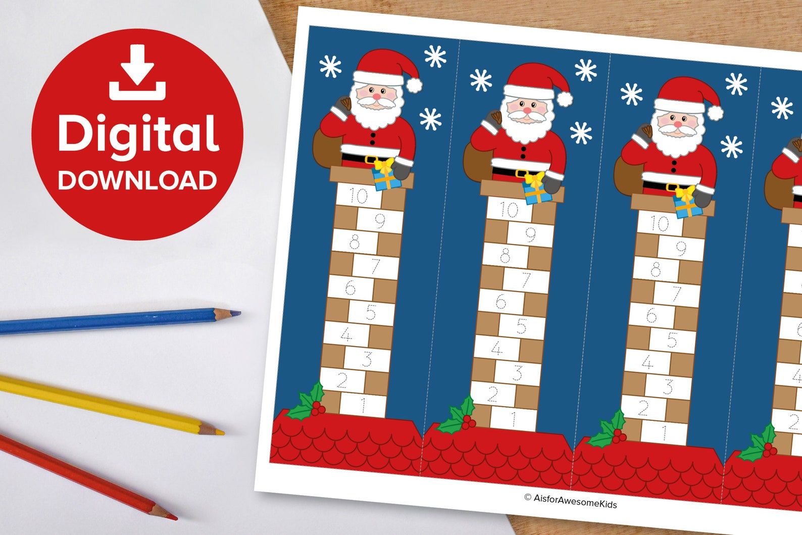 Roll & Race Santa Christmas Dice Game, Kids Xmas Math Coloring Activity ...