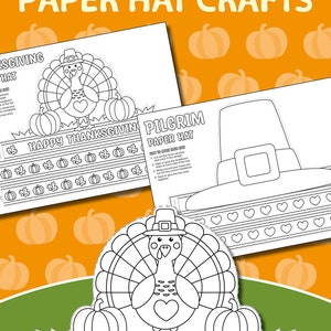 Thanksgiving Paper Hat Craft, Turkey Crown Coloring, Give Thanks ...