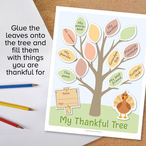 Thankful Tree Gratitude Cut & Paste Craft, Thanksgiving Love Printable ...