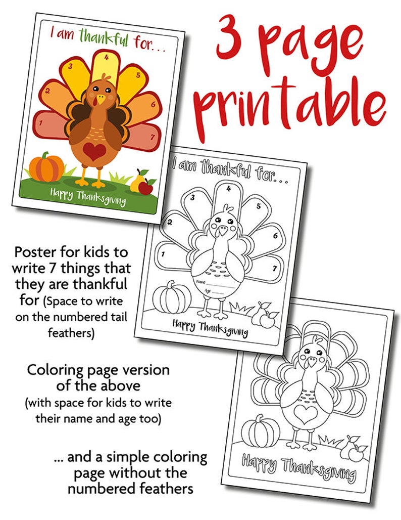 Thanksgiving Writing Prompt Printable, I Am Thankful for Gratitude ...
