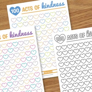 Acts of Kindness Chart for Kids, 100 Hearts Tracker Log, Spread the ...