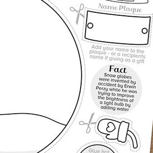 Snow Globe Cut & Paste Craft, Christmas Snow Dome Color and Build Kit ...