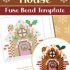 Gingerbread House Fuse Bead Template, Christmas Hama Perler Nabbi Melty ...