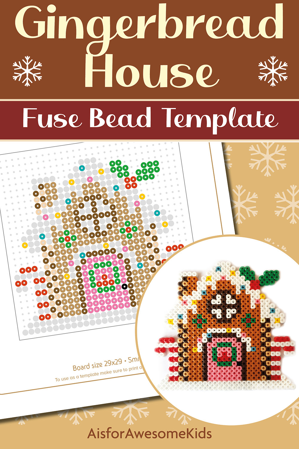 Gingerbread House Fuse Bead Template, Christmas Hama Perler Nabbi Melty ...