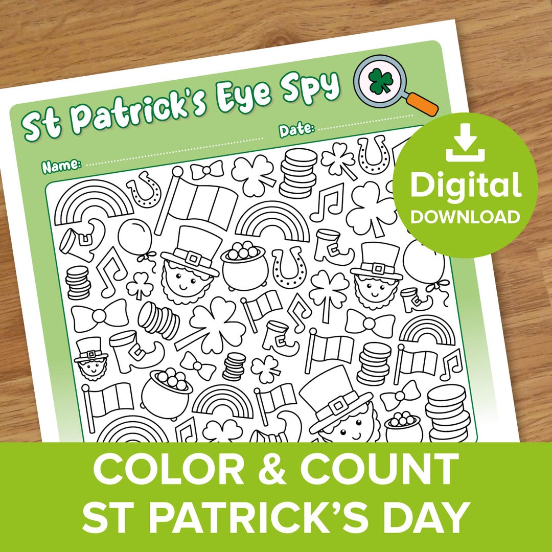 St Patrick's Day Eye Spy Worksheet, Paddy I Spy Spot & Color Challenge ...