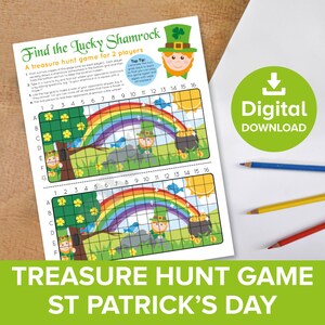 St Patrick's Day Treasure Hunt Game, Find the Lucky Shamrock Fun ...