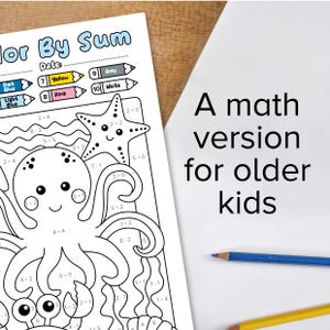 Ocean Color by Number Worksheet, Marine Life Picture Reveal, in the Sea ...