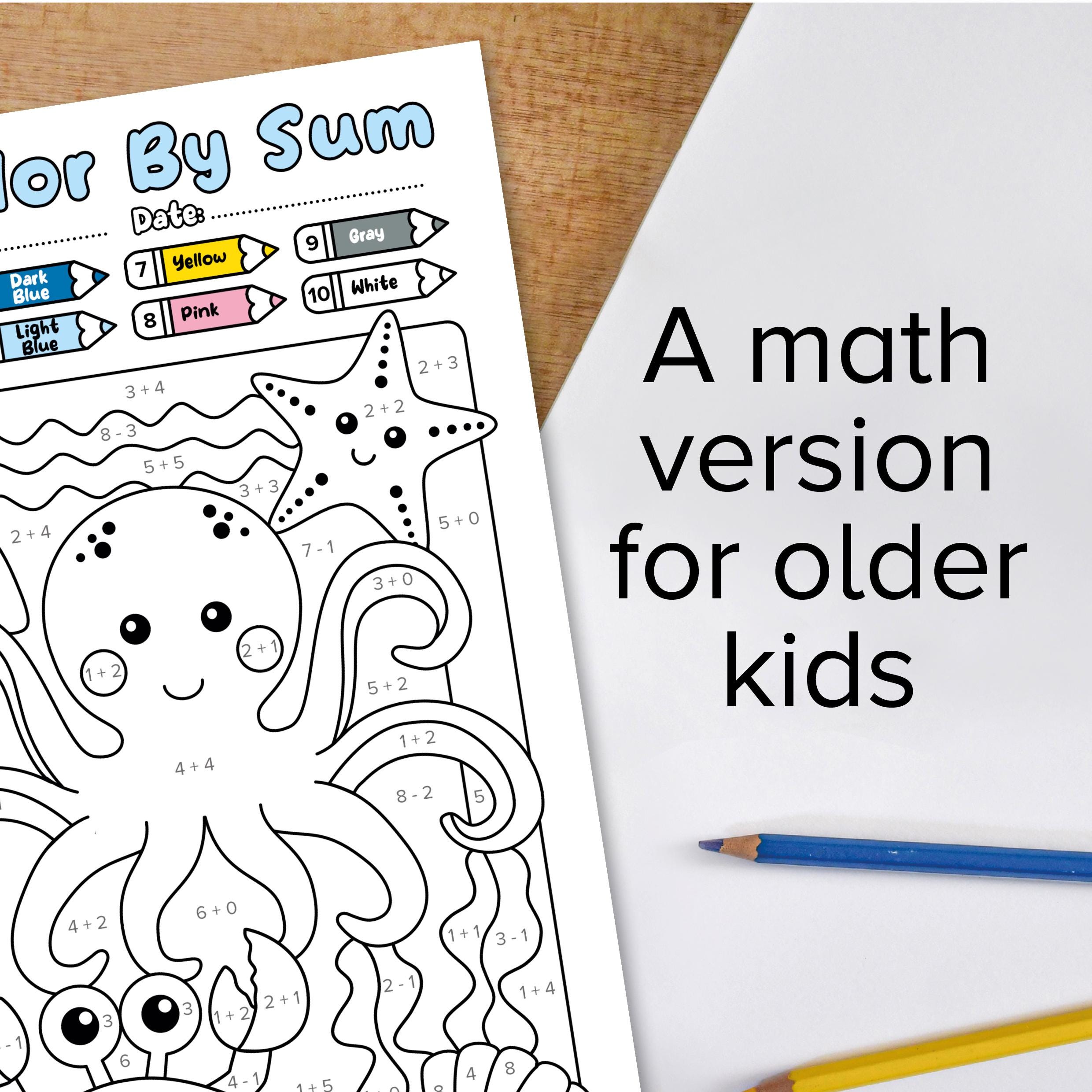 Ocean Color by Number Worksheet, Marine Life Picture Reveal, in the Sea ...