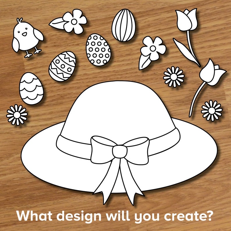 Easter Bonnet Cut & Paste Art Craft, Build a Spring Flower Hat ...