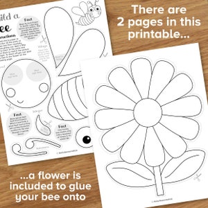 Bee Cut & Paste Craft Printable, Spring Bug Color and Build Kit, Summer ...