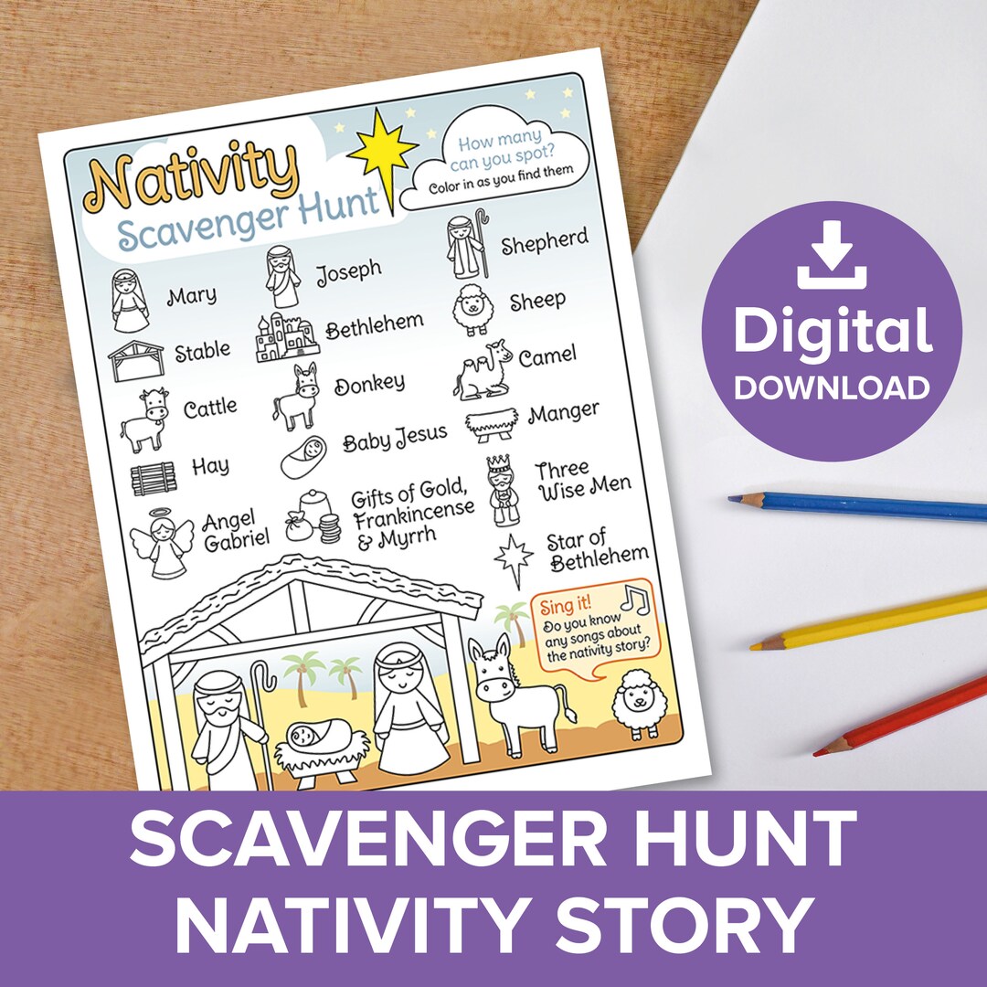 Nativity Scavenger Hunt, Christmas Story Treasure Hunt, Xmas Find and ...