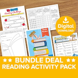 Reading Activity Pack Bundle, Childrens Book Challenge Worksheets, Kids ...