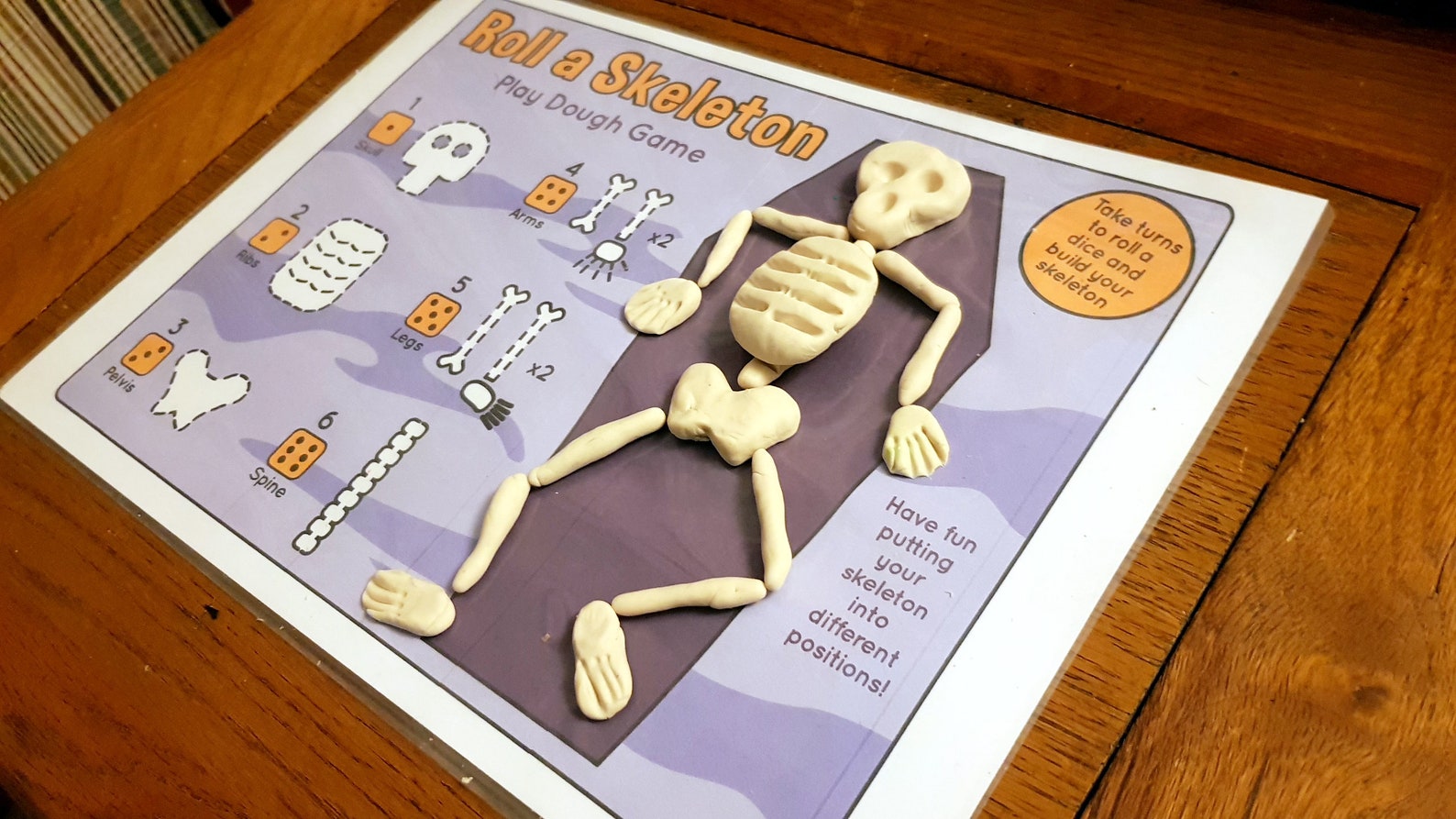 Roll a Skeleton Play Dough Mat Game Kids Halloween Playdough | Etsy