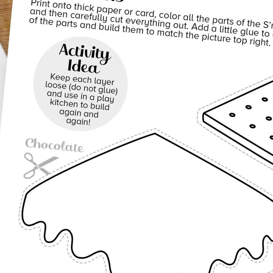 S'mores Cut & Paste Craft Printable, Summer Camping Color and Build Art ...