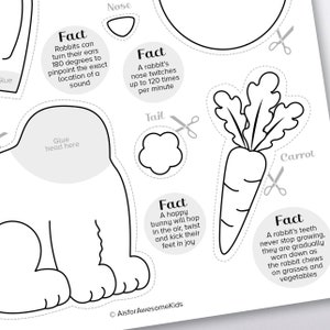 Bunny Cut & Paste Craft Printable, Build a Easter Rabbit Coloring ...