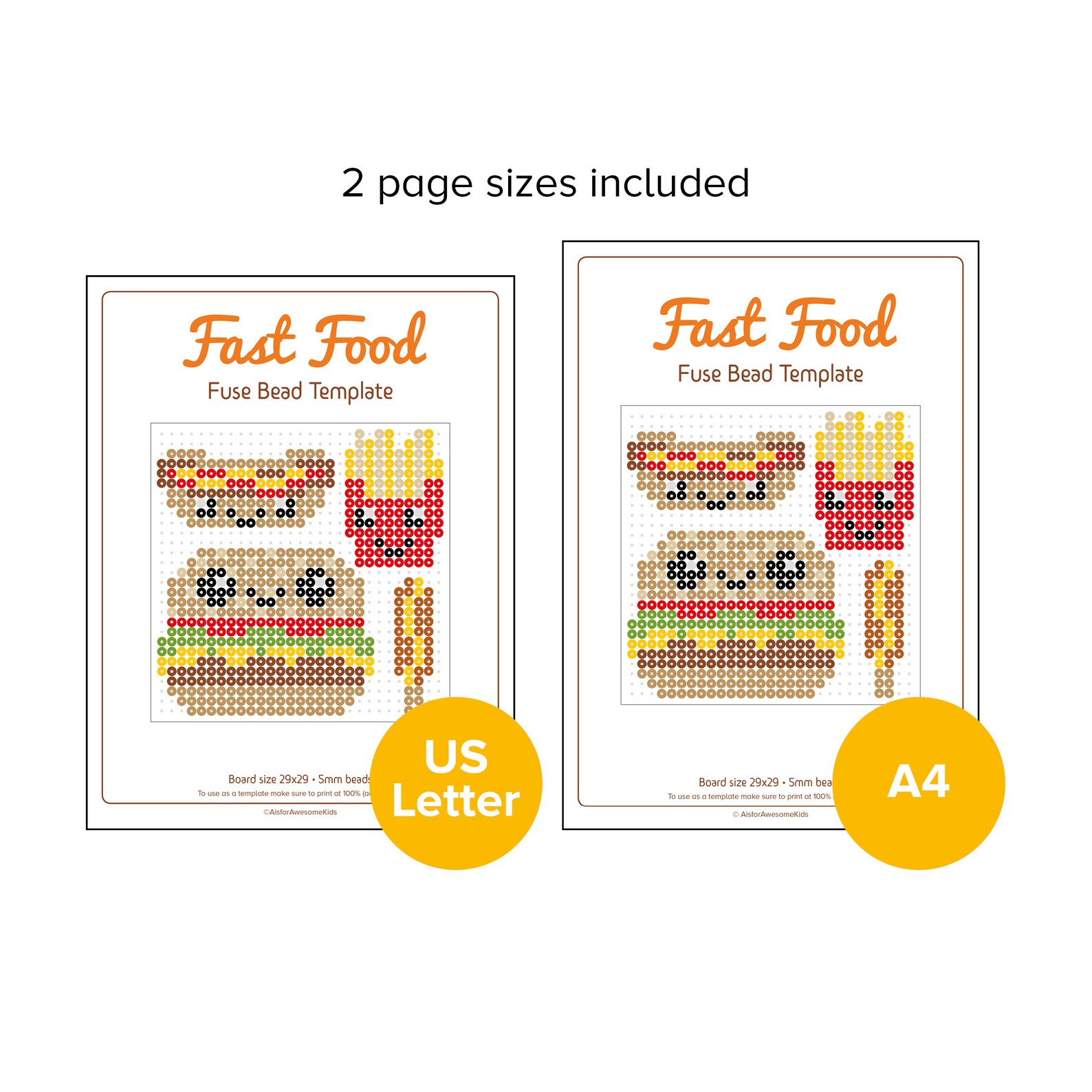Fast Food Fuse Bead Template, Kawaii Hama Perler Nabbi Pyssla Beads ...