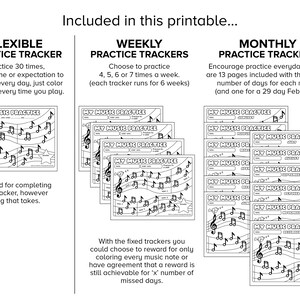 Music Practice Tracker Reward Chart, Kids Instrument Playing Log ...