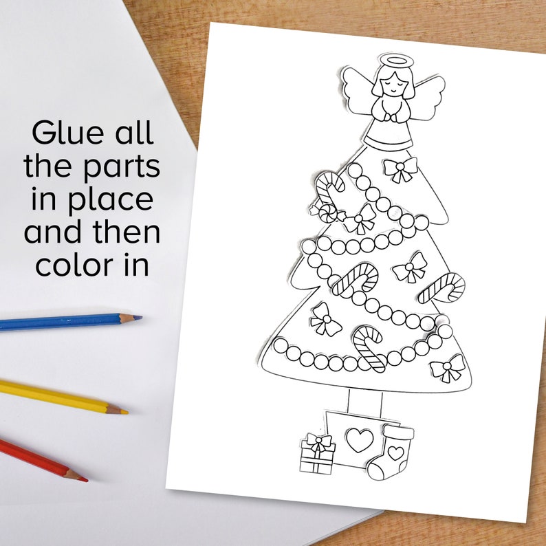 Build a Christmas Tree Craft Printable, Xmas Party Cut and Paste ...