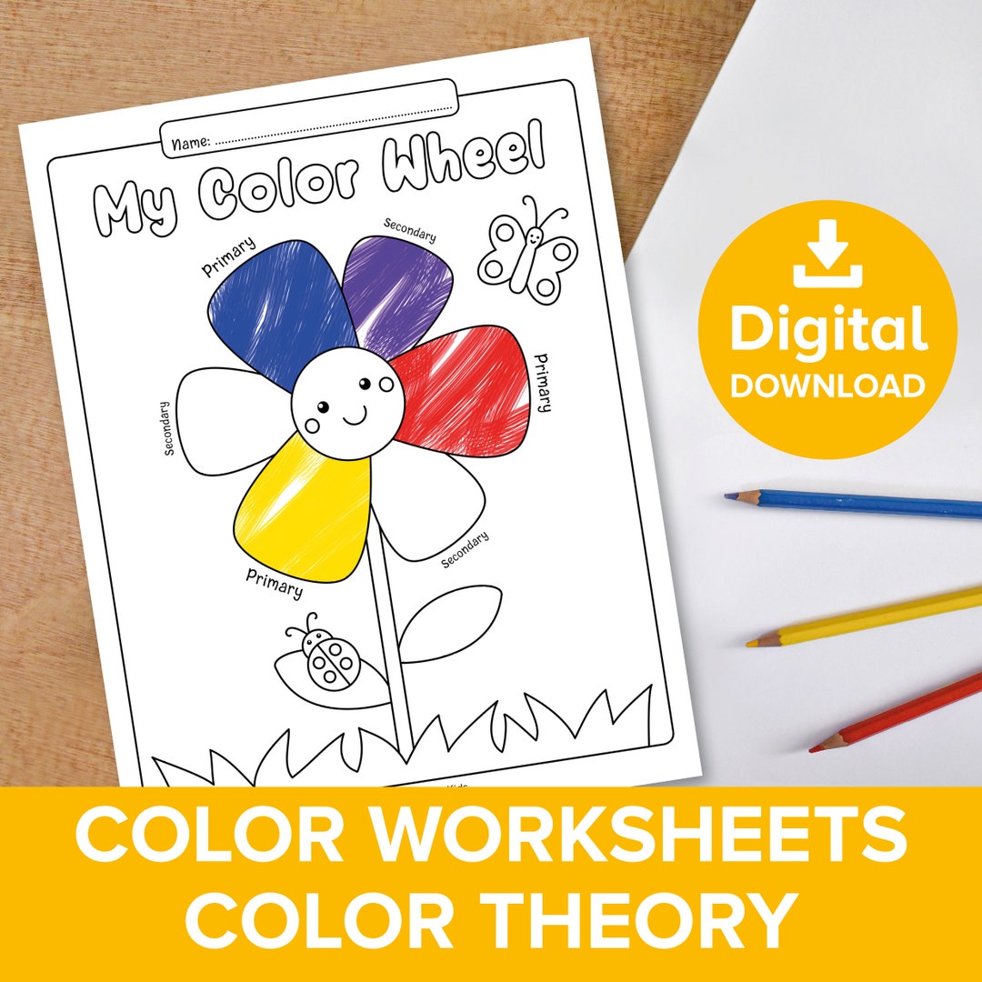 Color Mixing Worksheets, Kids Flower Painting Colour Wheel Theory ...