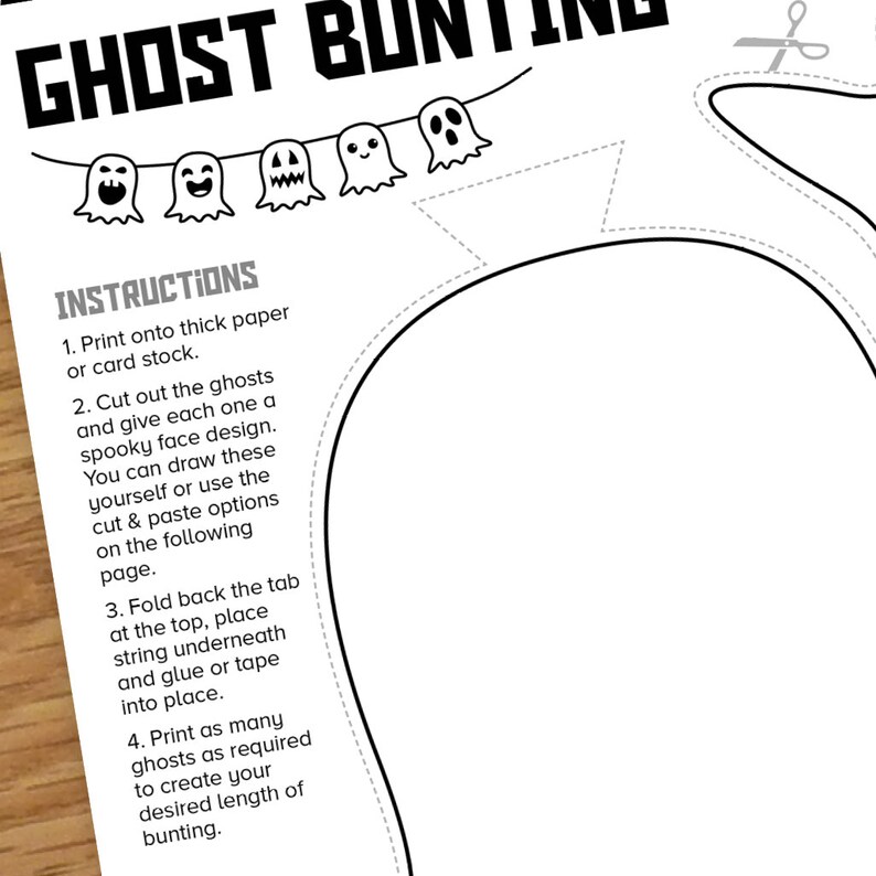 Ghost Bunting Cut & Paste Craft, Halloween Party Decoration Kit, Kids ...