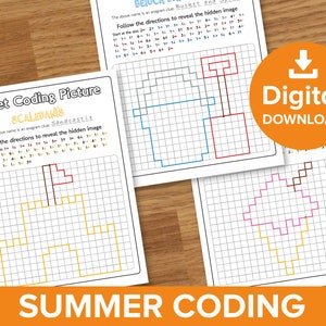 Beach Coding Worksheets, Summer Hidden Picture Reveal, Seaside Pixel ...