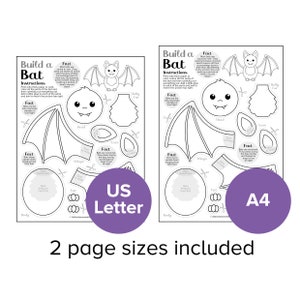 Build a Bat Cut & Paste Craft, Halloween Creature Coloring Kit, Night ...