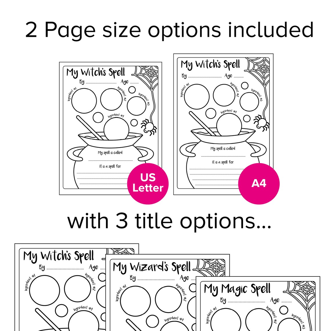 My Witch's Spell Halloween Drawing Prompt Activity, Kids Wizard Writing ...