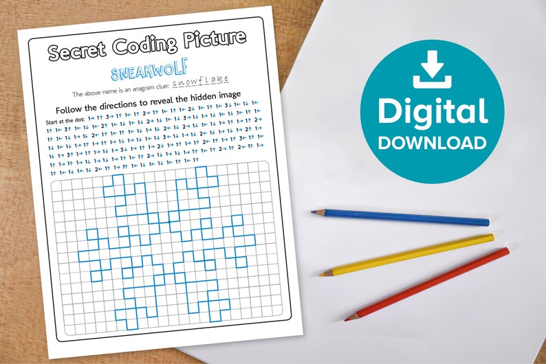 Let It Snow Coding Worksheets, Winter Picture Reveal Challenge, Snowman ...
