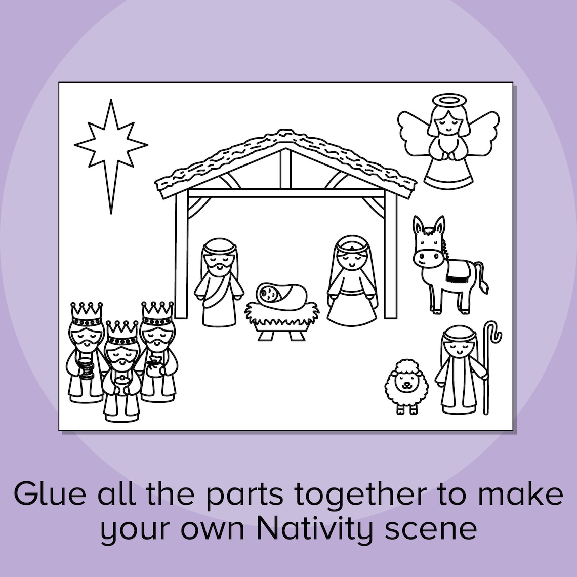 Christmas Nativity Cut & Paste Craft, Kids Colour and Build Xmas Jesus ...